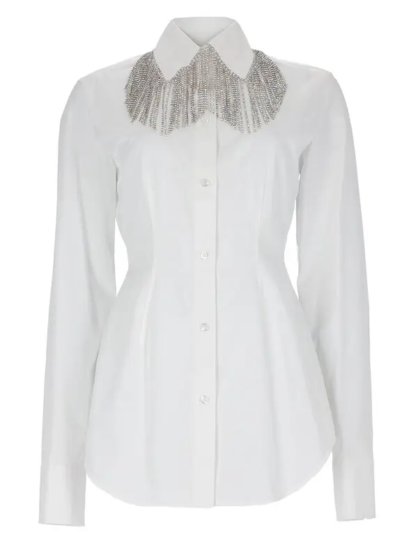 Sportmax Camicia Con Colletto Gioiello - White