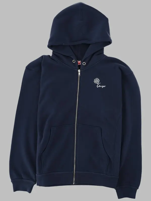 Kenzo Zip-up Hoodie With Floral Print - Blue