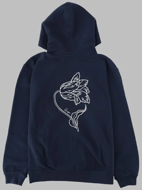 Kenzo Zip-up Hoodie With Floral Print - Blue