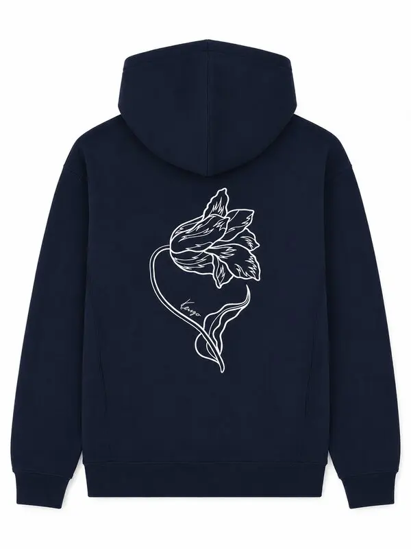 Kenzo Zip-up Hoodie With Floral Print - Blue