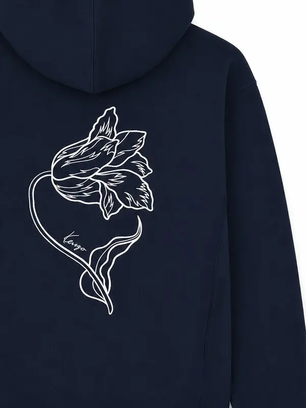 Kenzo Zip-up Hoodie With Floral Print - Blue