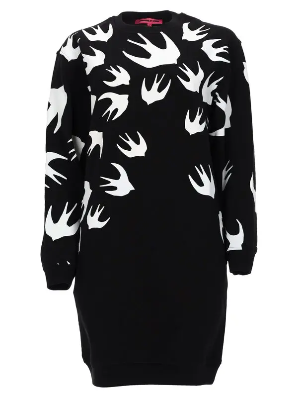 Alexander McQueen Mini Dress With All-over Bird Print