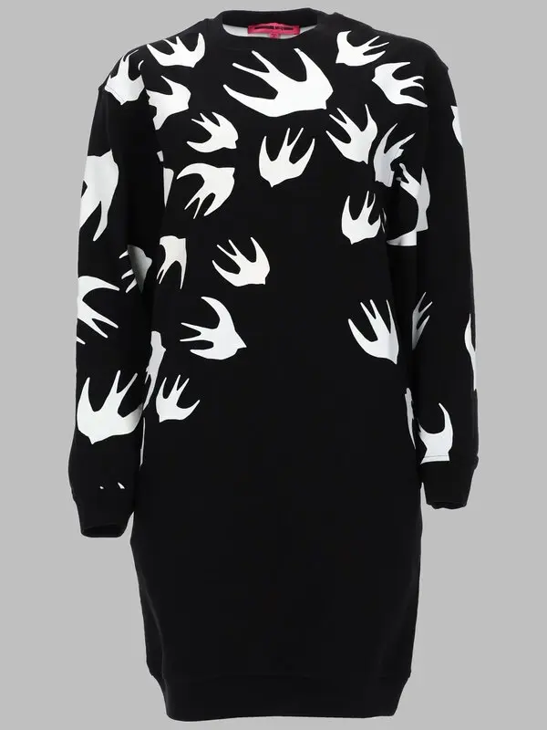 Alexander McQueen Mini Dress With All-over Bird Print