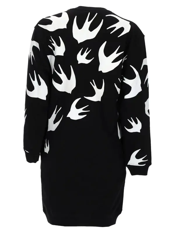 Alexander McQueen Mini Dress With All-over Bird Print