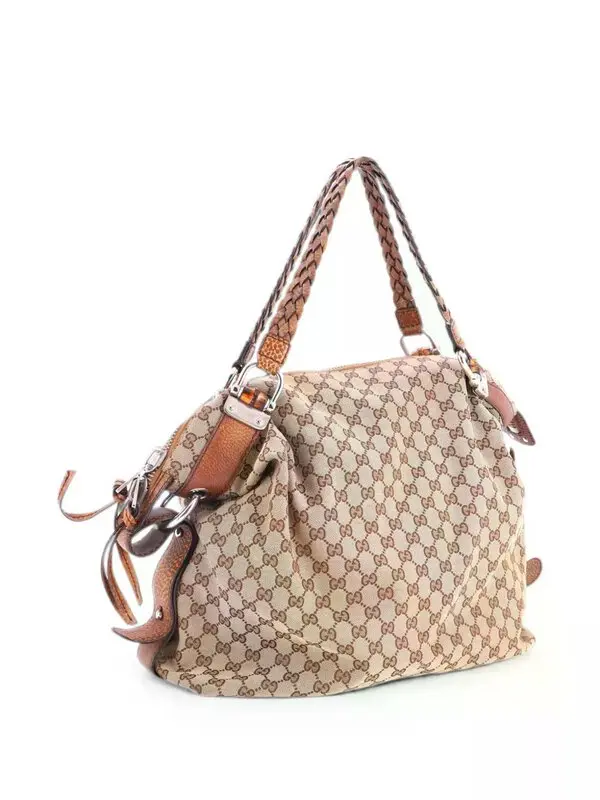 Gucci Bamboo Bar Shoulder Bag Gg Canvas Large Tote Bag