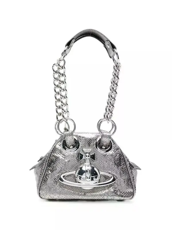 VIVIENNE WESTWOOD Orb Snakeskin-effect Shoulder Bag - Grey