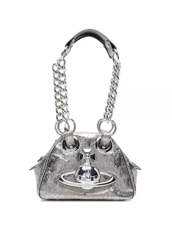 VIVIENNE WESTWOOD Orb Snakeskin-effect Shoulder Bag - Grey