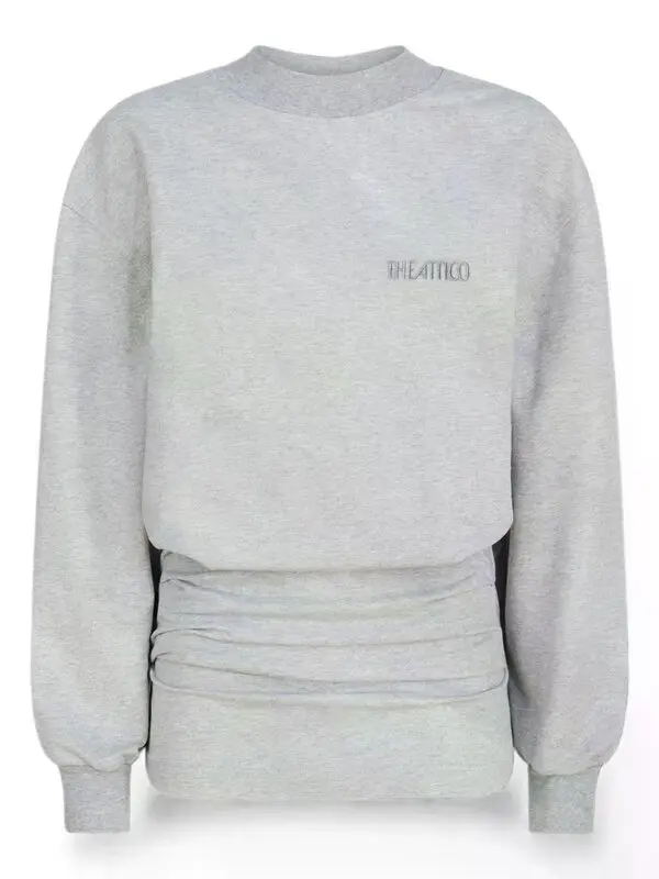 Attico Logo-embroidered Ruched Dress - Grey