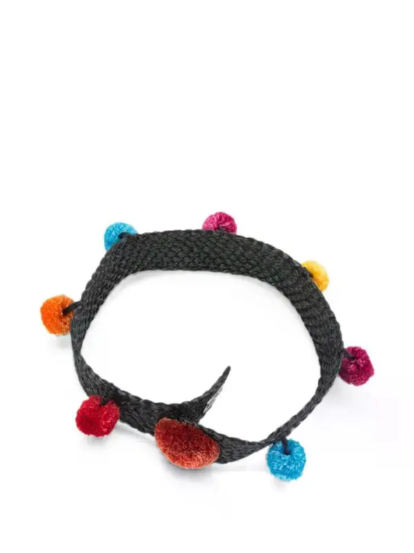 Saint Laurent 1980s Raffia Belt With Pompom Embellishments