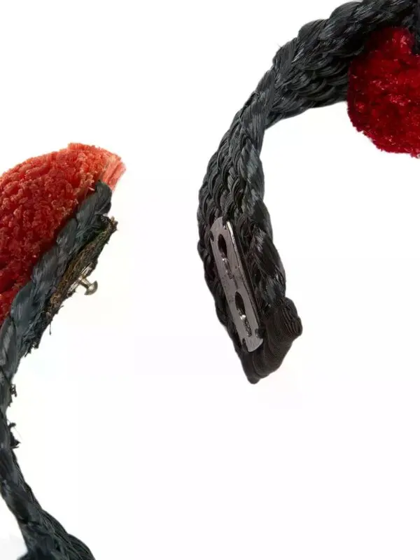 Saint Laurent 1980s Raffia Belt With Pompom Embellishments