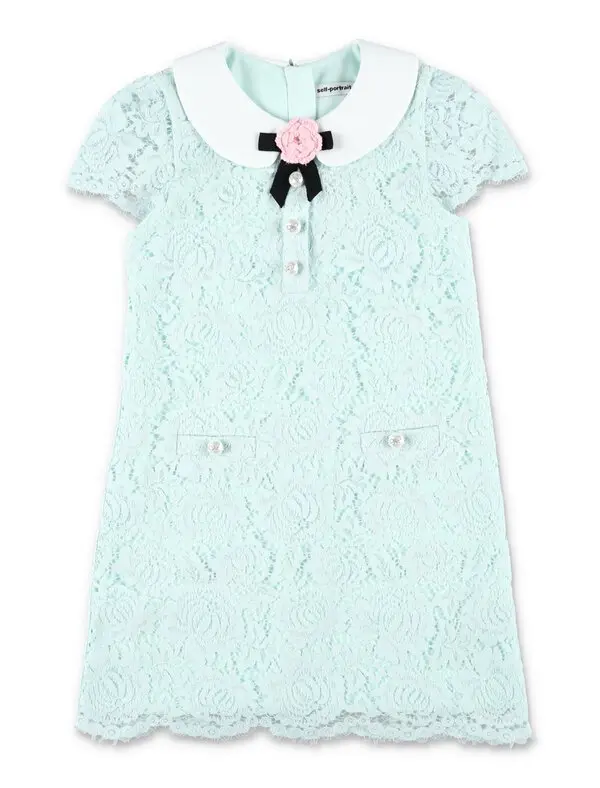 SELF-PORTRAIT Lace Mini Dress With Bow Detail