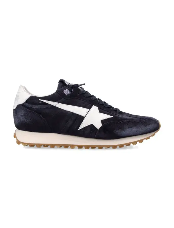 GOLDEN GOOSE Seventies-inspired Classic Track Sneakers" With Vintage-effect Finish - Blue/milk