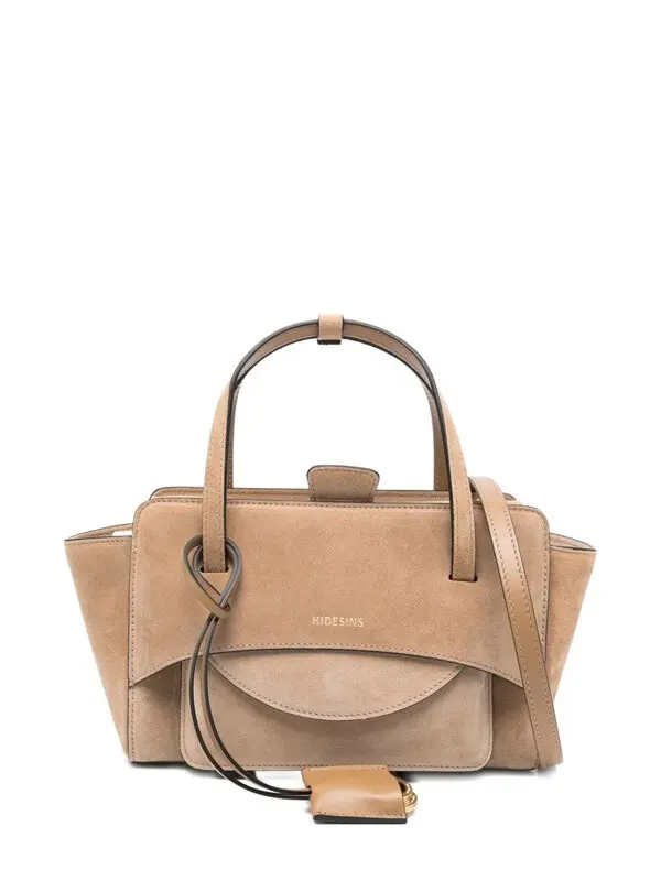 HIDESINS Flap Small Leather Tote Bag - Beige