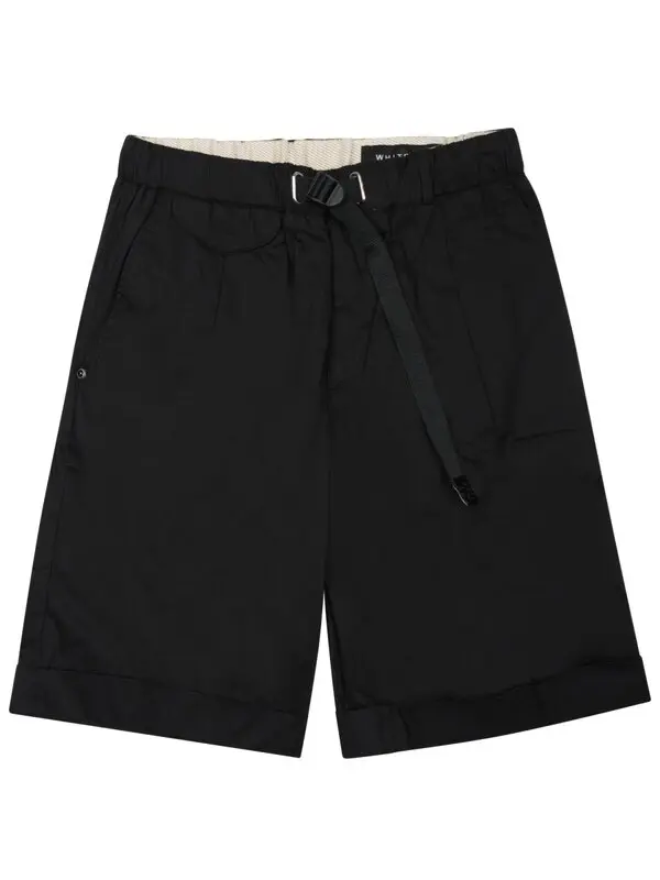 WHITE SAND Cotton Shorts With Belt - Black