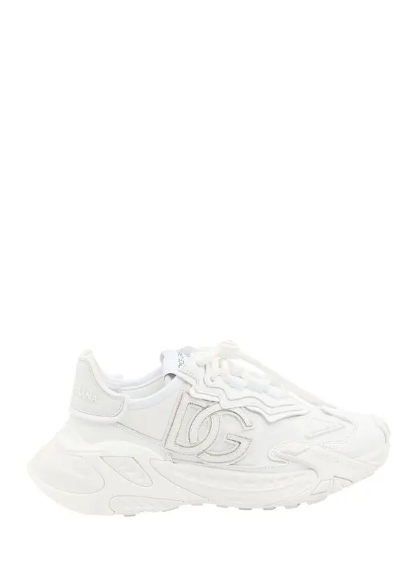 Dolce & Gabbana White Leather Lace-up Sneakers