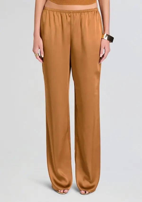 SEROYA Lillian Satin Wide Leg Pants - Dune