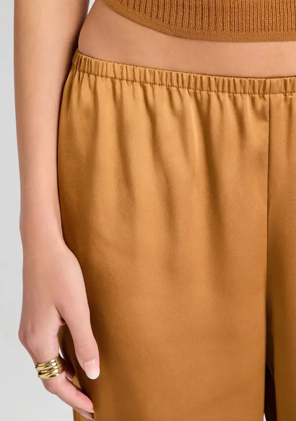 SEROYA Lillian Satin Wide Leg Pants - Dune