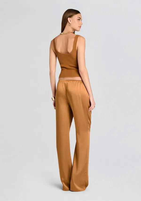 SEROYA Lillian Satin Wide Leg Pants - Dune