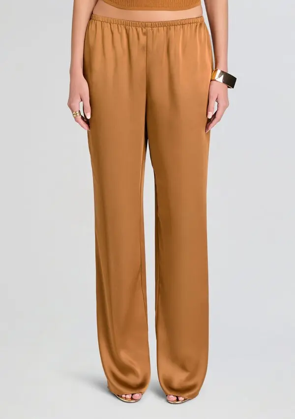 SEROYA Lillian Satin Wide Leg Pants - Dune