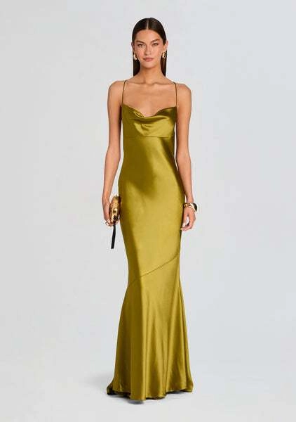 Retrofete Lukka Satin Gown - Basil