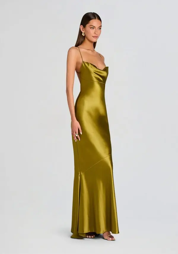 Retrofete Lukka Satin Gown - Basil
