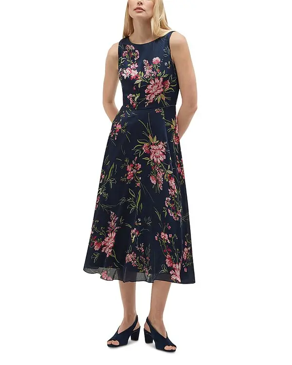 HOBBS LONDON Carly Textured Satin Midi Dress