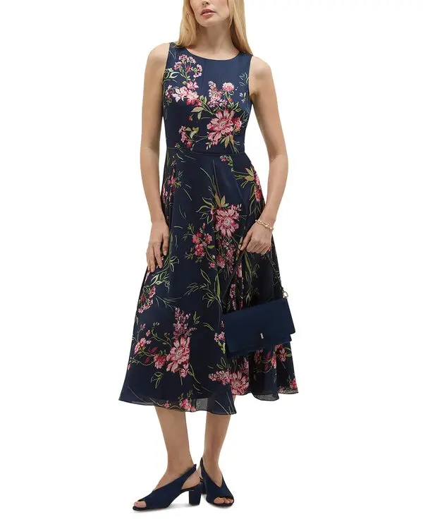 HOBBS LONDON Carly Textured Satin Midi Dress