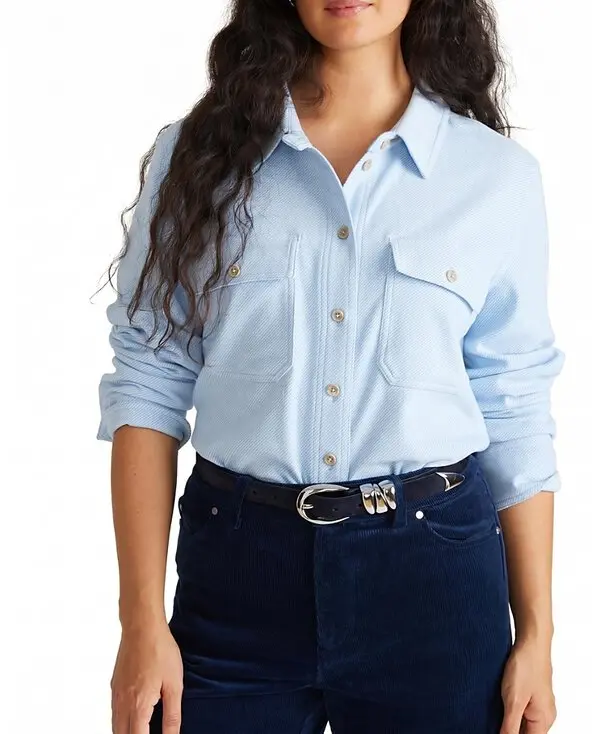 Universal Standard Plus Maine Stretch Flannel Shirt - Battenberg Twill