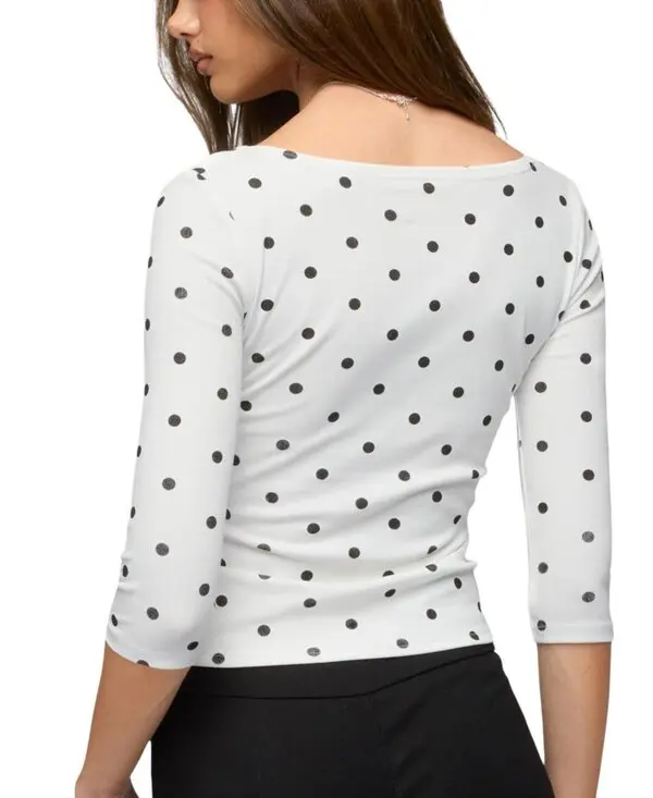 EDIKTED Katey V Neck Polka Dot Top