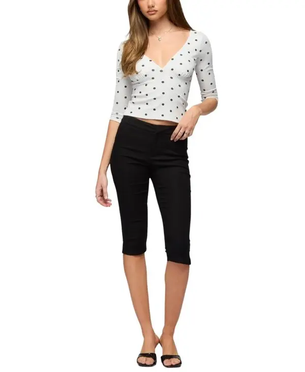 EDIKTED Katey V Neck Polka Dot Top