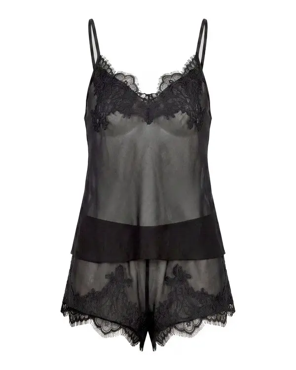 IN BLOOM BY JONQUIL Lace Trim Chiffon Cami & Shorts Pajama Set