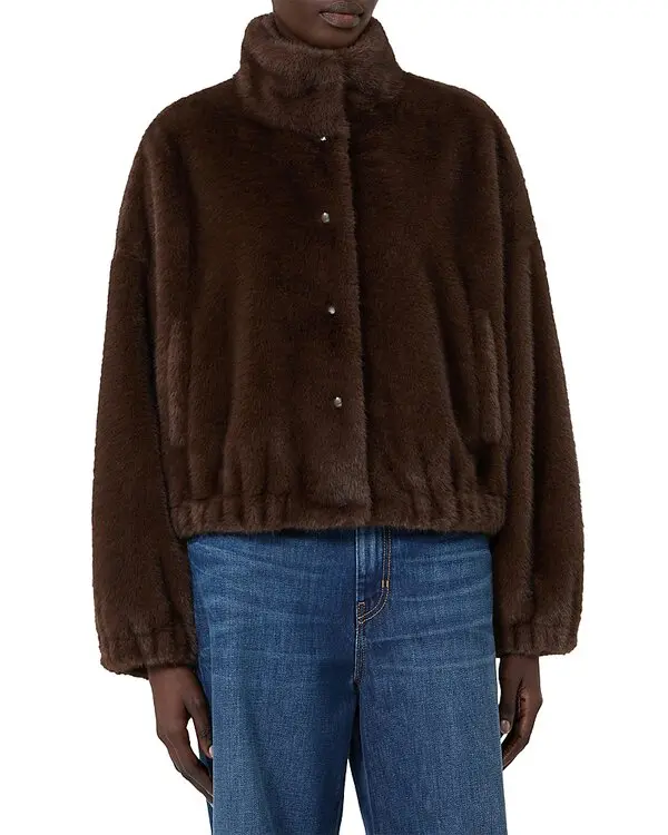 Max Mara Wkdanemone Boxy Faux Fur Jacket - Brown
