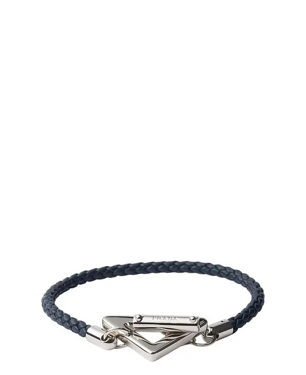 Prada Braided Nappa Leather Bracelet - Blue