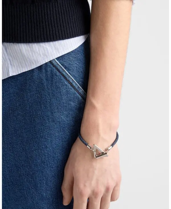 Prada Braided Nappa Leather Bracelet - Blue