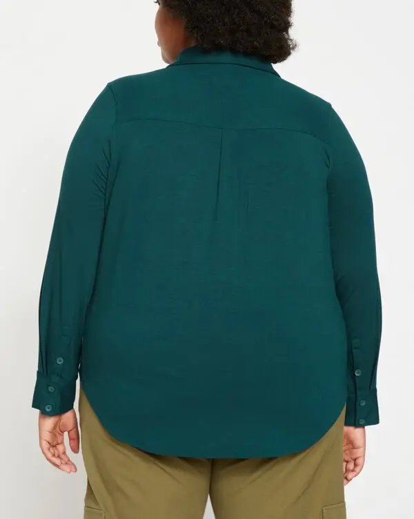 Universal Standard Elbe Popover Liquid Jersey Shirt - Forest Green