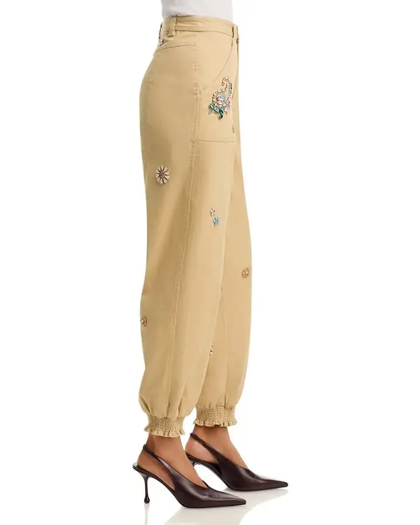 Cinq À Sept Rhinestone Paisley Embellished Fly Front Mavis Pants