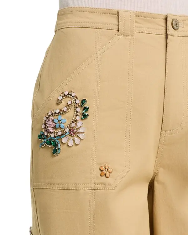 Cinq À Sept Rhinestone Paisley Embellished Fly Front Mavis Pants