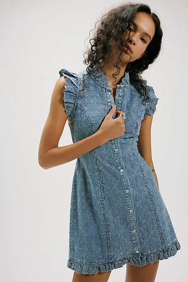 Free People Silver Springs Denim Mini Dress