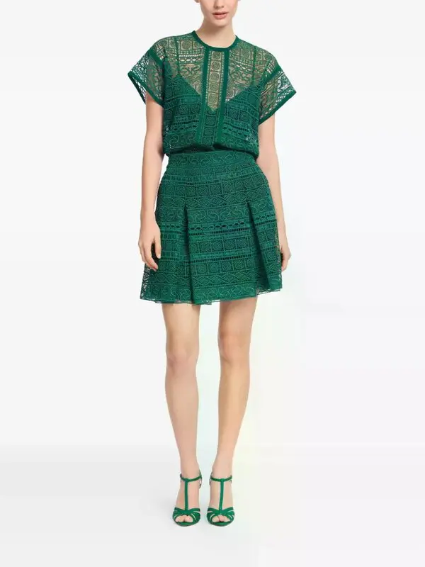Elie Saab Macramé Pleated Mini Skirt