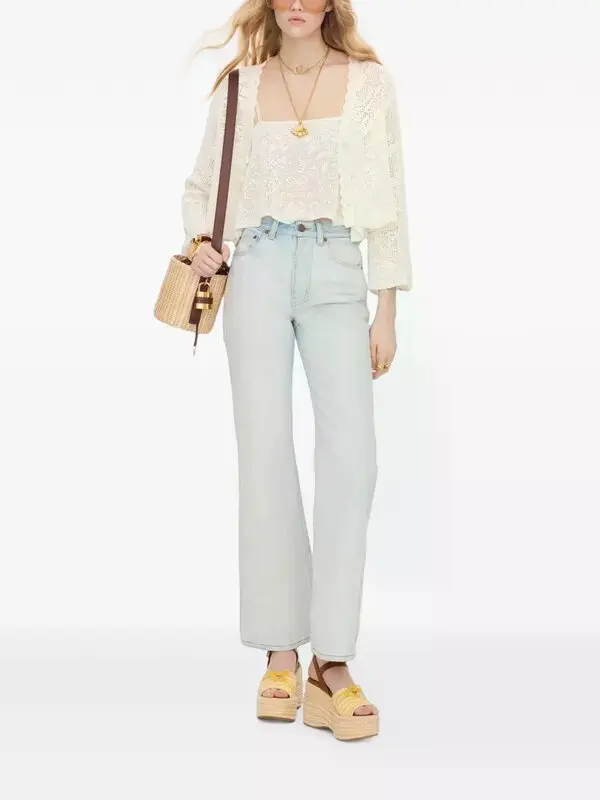 Chloé Crochet Knit Scalloped Hem Camisole Top - White