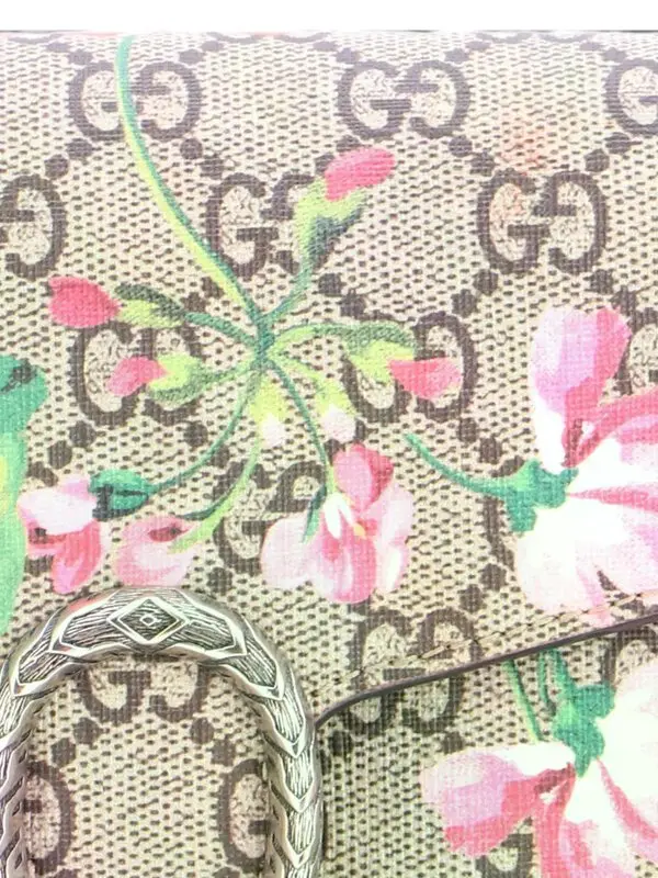 Gucci Dionysus Chain Wallet Blooms Print Gg Coated Canvas Small Crossbody Bag - Brown