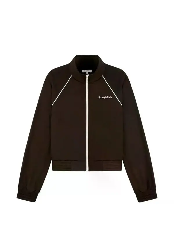 SPORTY & RICH Serif-logo Zip-up Sweatshirt
