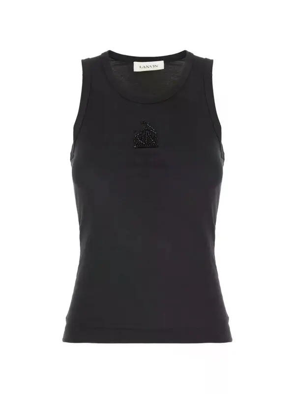 LANVIN Embellished Cotton Racerback Top