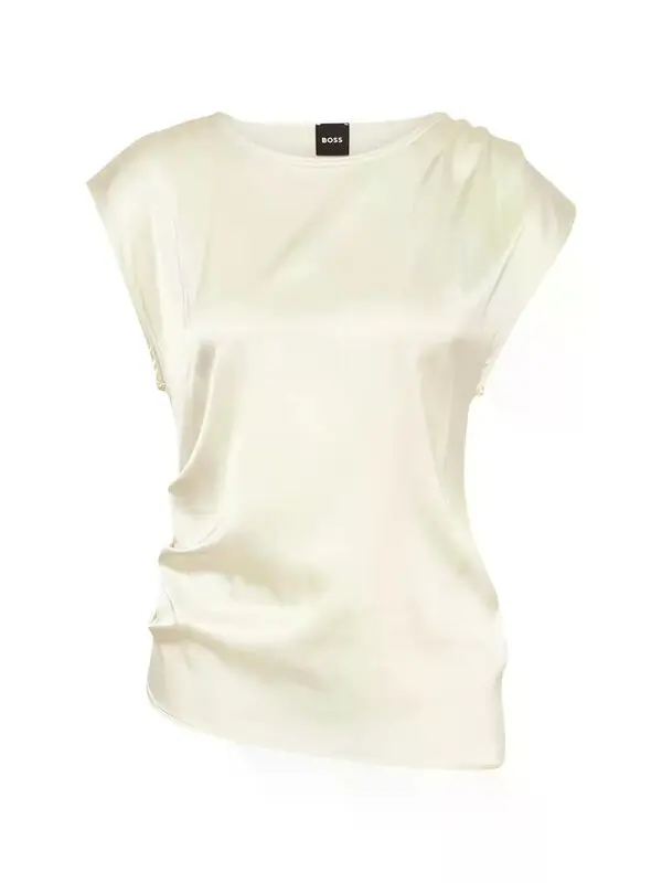 BOSS Etoga Draped V-neck Sleeveless Satin T-shirt