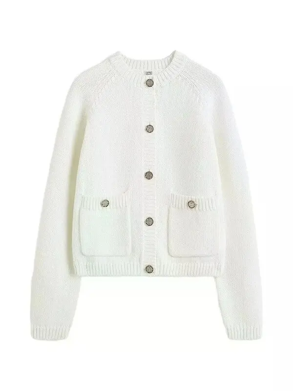 TOTEME Hammered-button Cardigan - White