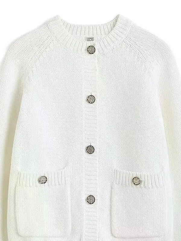 TOTEME Hammered-button Cardigan - White