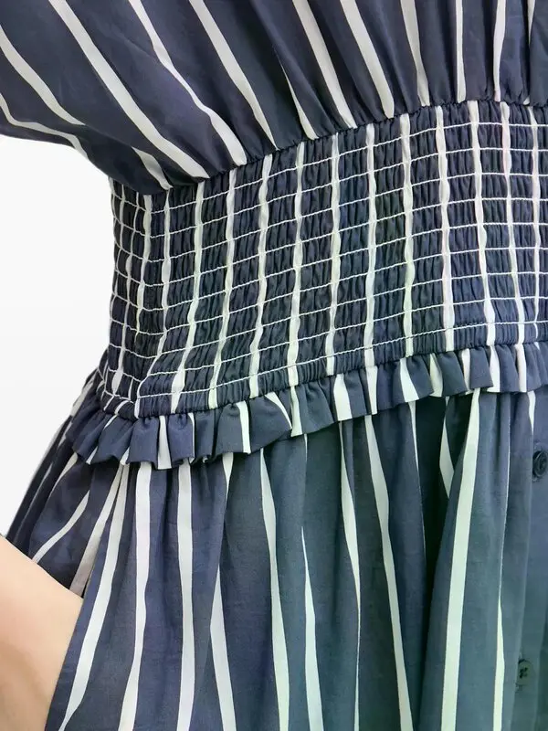 Joseph Ribkoff Vertical Stripe Smocked Waist Midi Dress