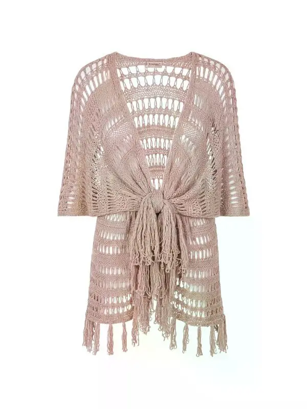 TWINSET Open-knit Poncho With Fringe Detail