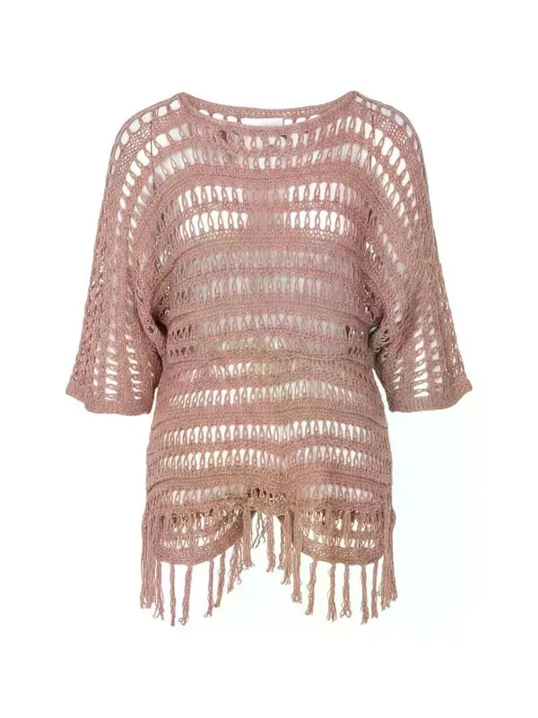 TWINSET Open-knit Poncho With Fringe Detail