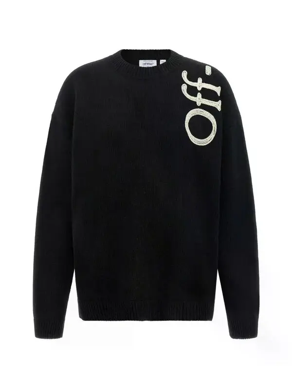 Off-White Vertical Bookish Embroidered Sweater